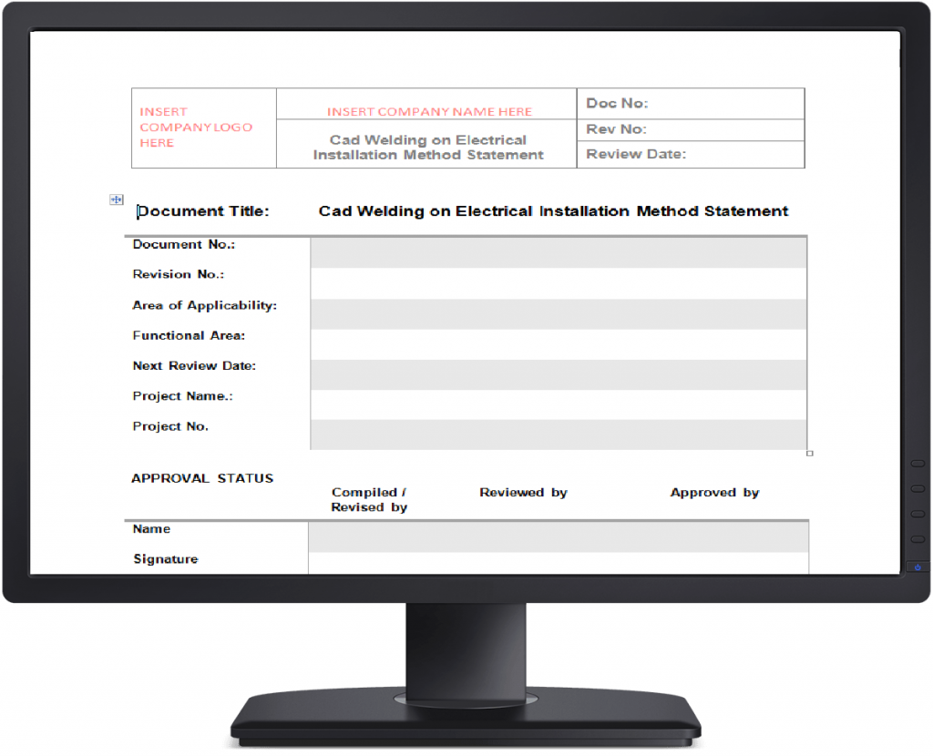 Method Statement CAD Welding on Electrical Installation - DocMaster